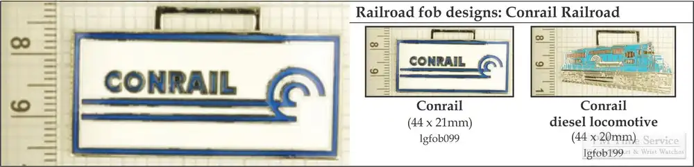 fob_rr_conrail: Conrail railroad decorative fobs, various designs with ...