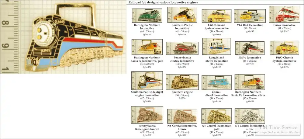 fob_rr_locomotive: Railroad locomotive engine decorative fobs, various ...