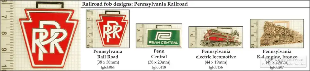 fob_rr_penn: Pennsylvania railroad decorative fobs, various designs ...