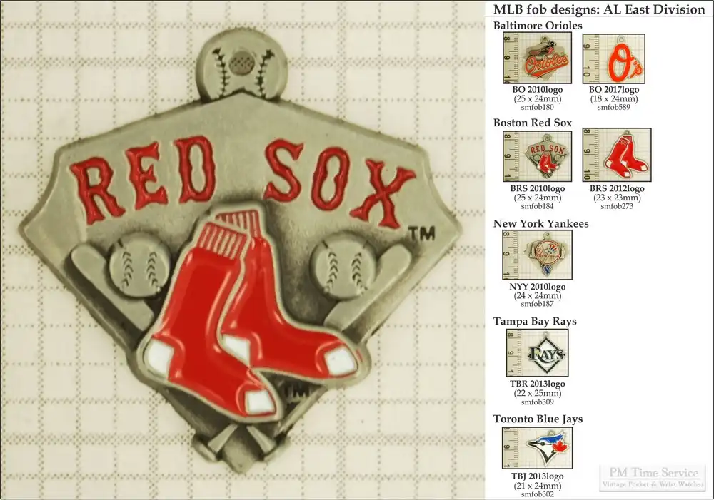 fob_al_east: MLB team logo small decorative fobs (AL East), pewter ...