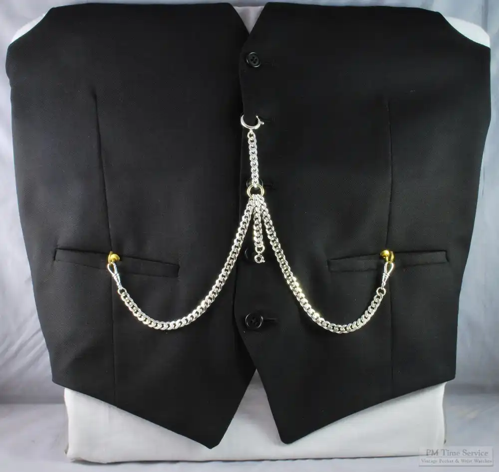 chain_pocket: Silver, gold or black-tone pocket watch chain in various ...